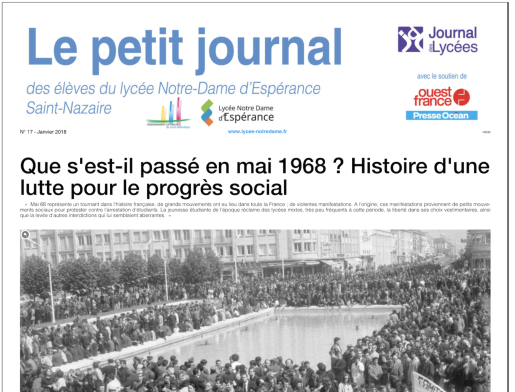 JOURNAL DU LYCEE - n°1 - Janvier 2018 - Lycée Privé Notre Dame d'Esperance